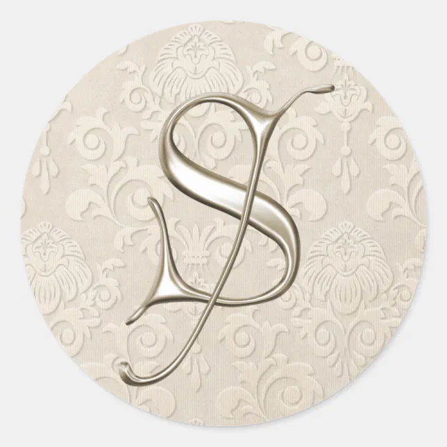 Silver Monogram Wedding Stickers - letter S | Zazzle