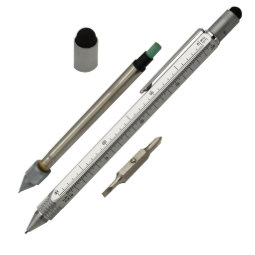 Silver Multi-Tool Lead Pencil w/Stylus & Ruler | Zazzle
