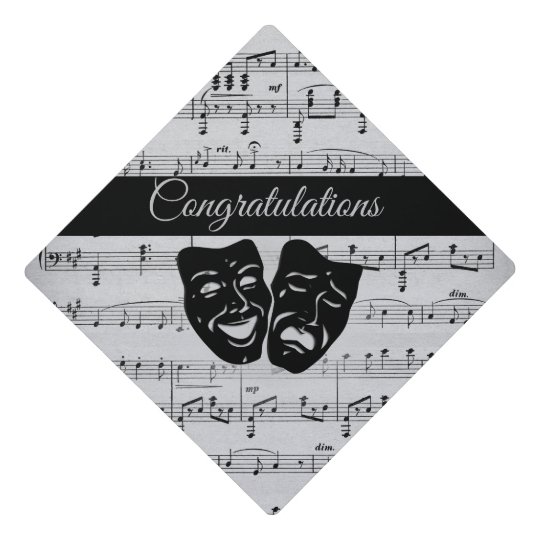 Silver Music and Theater Masks Graduation Cap Topper | Zazzle.com