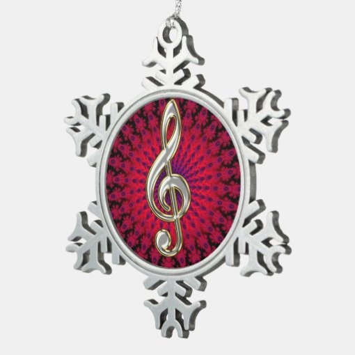 Silver Music Treble Clef Snowflake Ornament | Zazzle