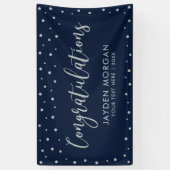 Silver & Navy Blue | Congratulations Party Event Banner | Zazzle