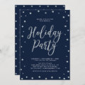 Silver & Navy Blue Modern Confetti Holiday Party Invitation | Zazzle