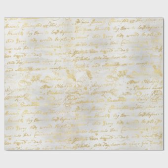 Silver Old Gold Handwriting Wrapping Paper | Zazzle