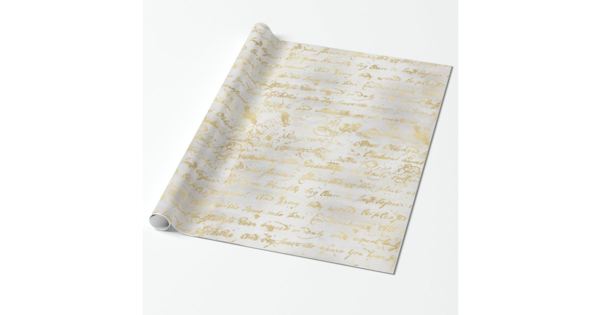 Silver Old Gold Handwriting Wrapping Paper | Zazzle