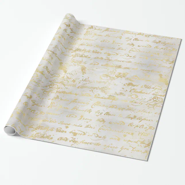 Silver Old Gold Handwriting Wrapping Paper | Zazzle