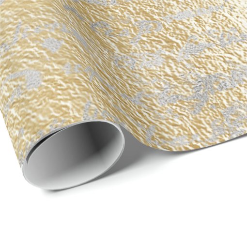 Silver Old Handwriting On Gold Textured Tablet Wrapping Paper | Zazzle