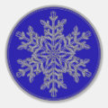 Silver Overlay Snowflake on Cobalt Blue Classic Round Sticker | Zazzle
