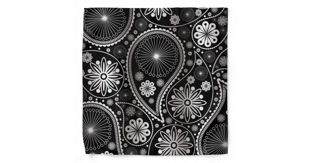 Silver paisley pattern bandana | Zazzle