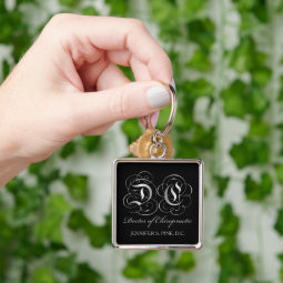 Silver Parchment Letters Doctor of Chiropractic Keychain | Zazzle
