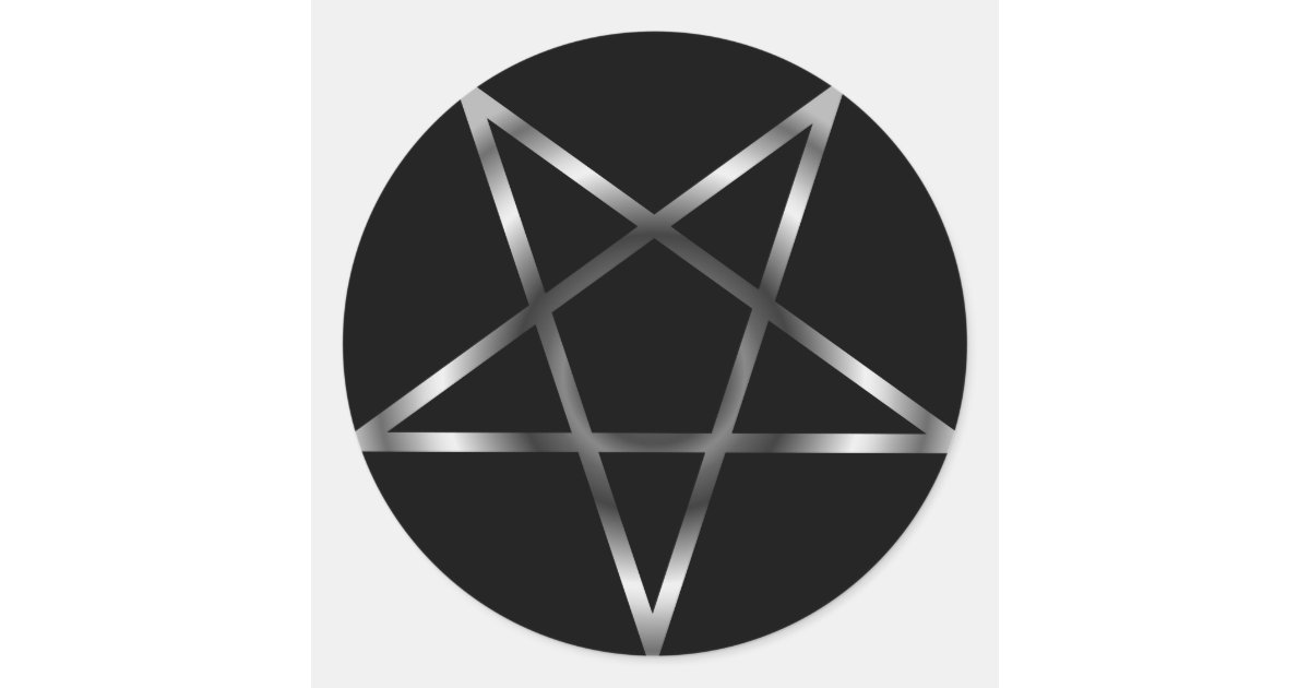 Silver pentacle classic round sticker | Zazzle