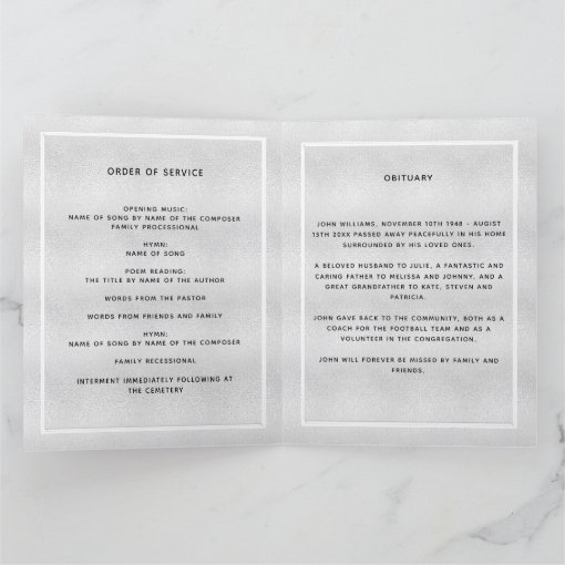 Silver photo classic elegant funeral program | Zazzle