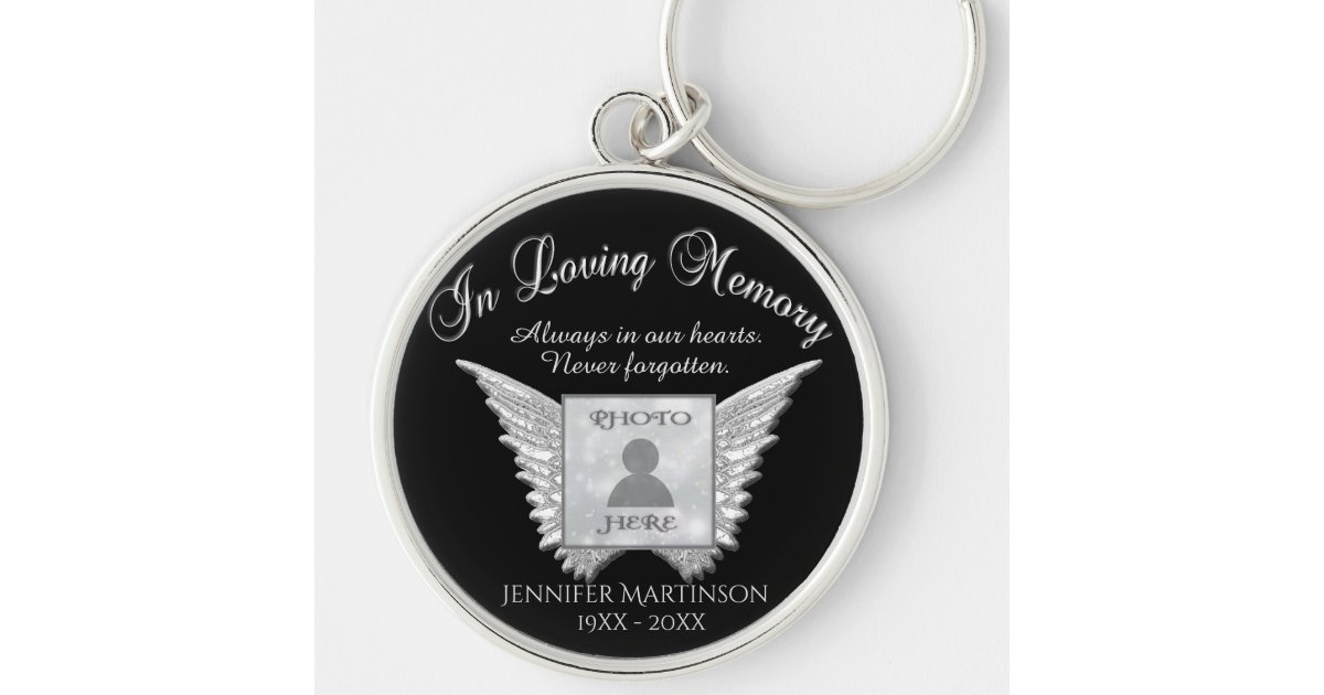 Silver Photo Memorial in Loving Memory Keychain | Zazzle