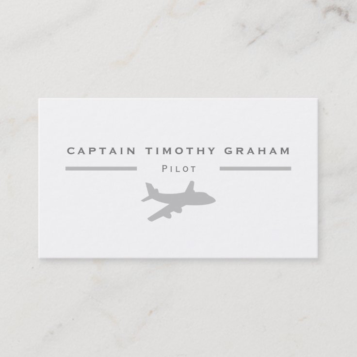 Silver Plane Icon, Flight Steward & Pilot Business Card | Zazzle