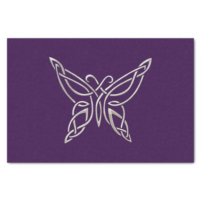 Silver Purple Celtic Butterfly Curling Knots Tissue Paper | Zazzle.com