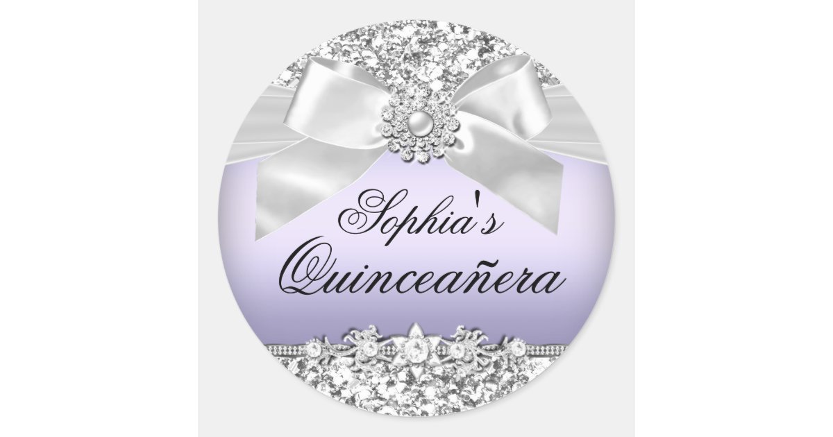 Silver Purple Glitter & Jewel Bow Sticker | Zazzle