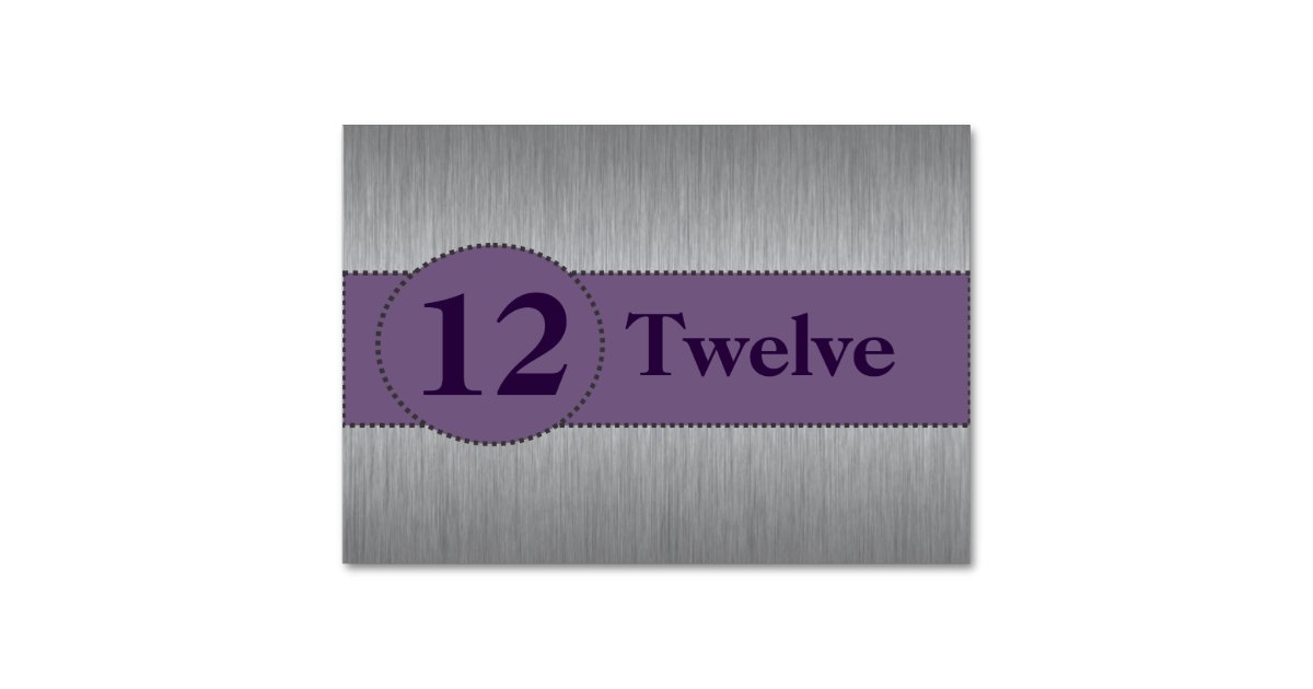 Silver & Purple Table Card Template | Zazzle