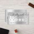 Silver QR code glitter drips elegant Loyalty Card | Zazzle
