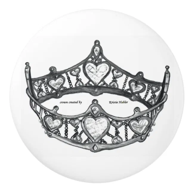 Silver Queen of Hearts crown tiara knob | Zazzle