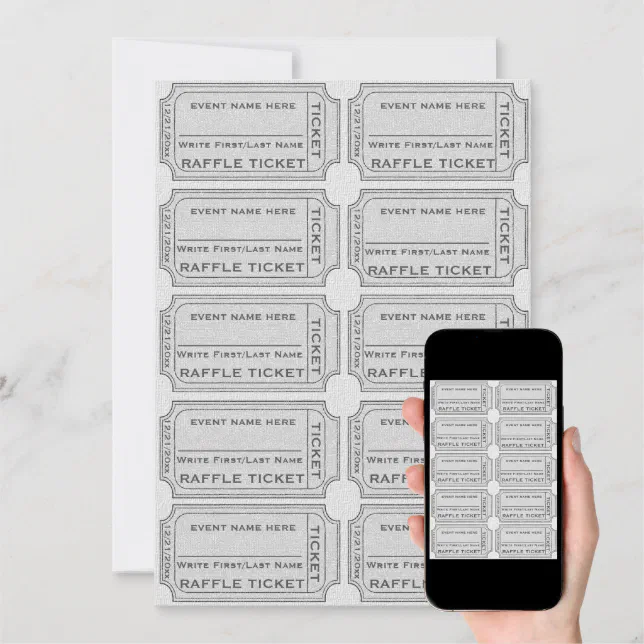 Silver Raffle Tickets for Invitations | Zazzle