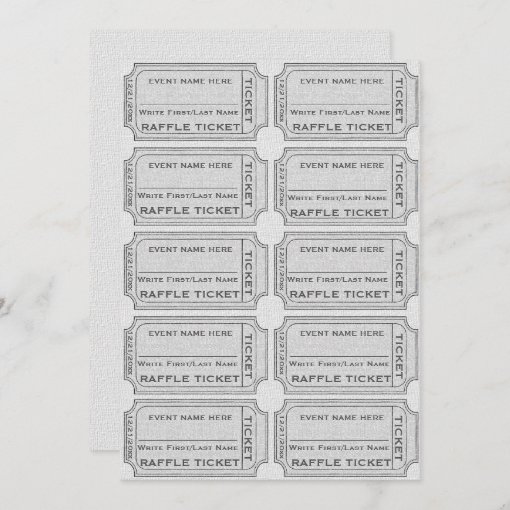 Silver Raffle Tickets for Invitations | Zazzle