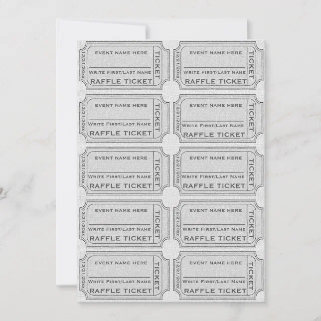 Silver Raffle Tickets for Invitations | Zazzle