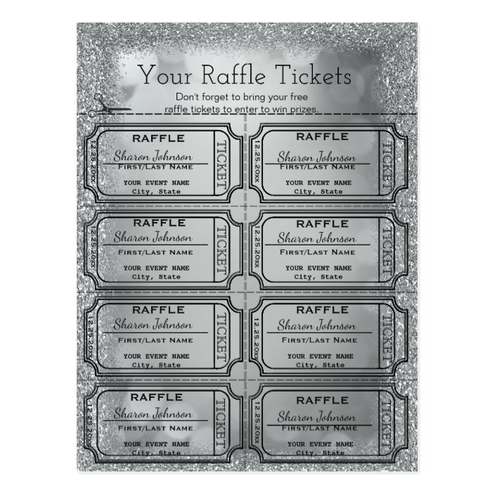 Silver Raffle Tickets Postcard | Zazzle.com