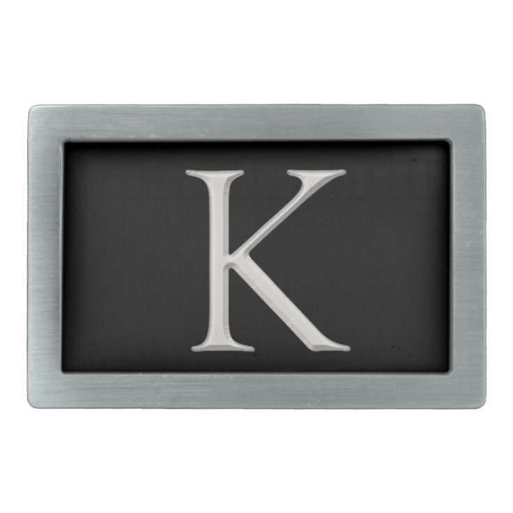 Silver Raised "K" Initial Belt Buckle | Zazzle