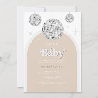 Silver Retro Disco BABY, Baby Shower Invitation | Zazzle