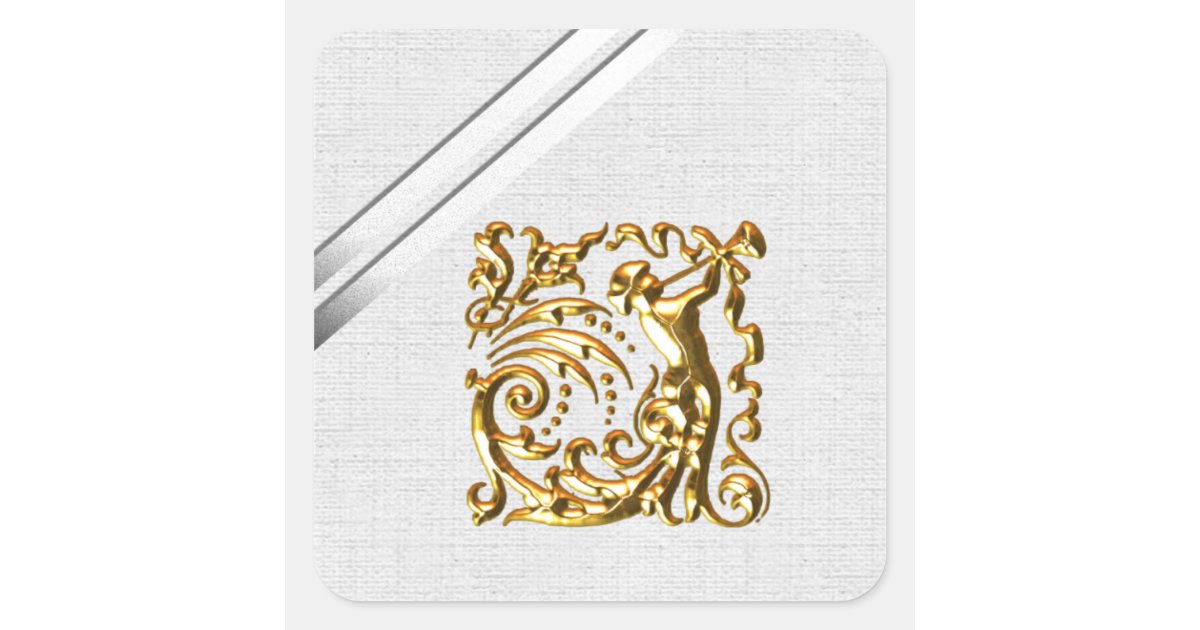 Silver Ribbons and Gold Wedding Square Sticker | Zazzle.com