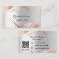 Silver rose gold marble QR code elegant Business Card | Zazzle