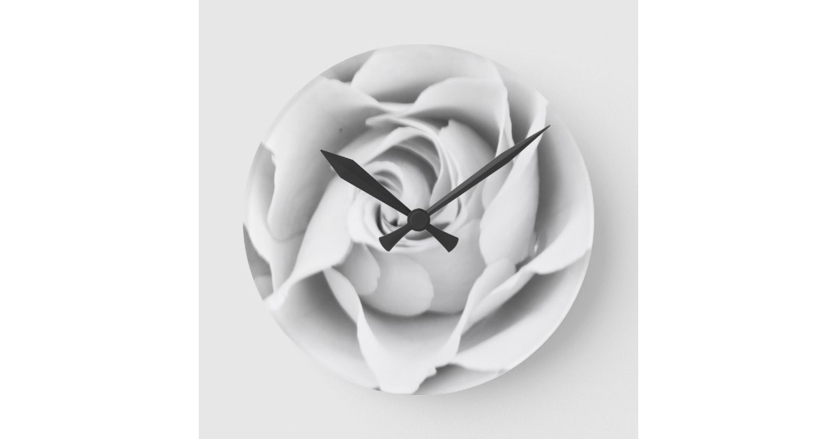 Silver rose wall clock | Zazzle