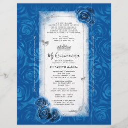 Silver Royal Blue Quince DIY Scroll Invitations | Zazzle