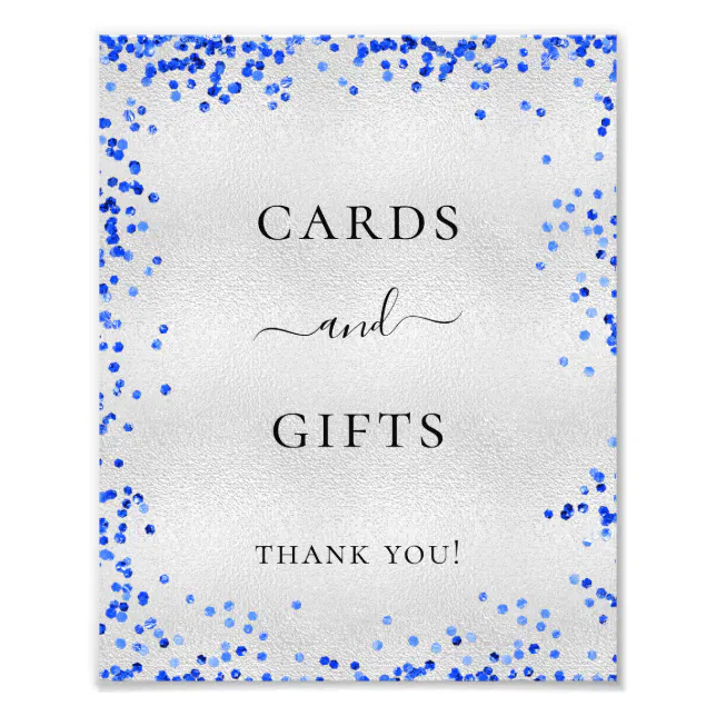 Silver royal blue wedding cards gifts photo print | Zazzle