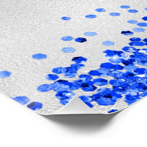 Silver royal blue wedding program timeline poster | Zazzle