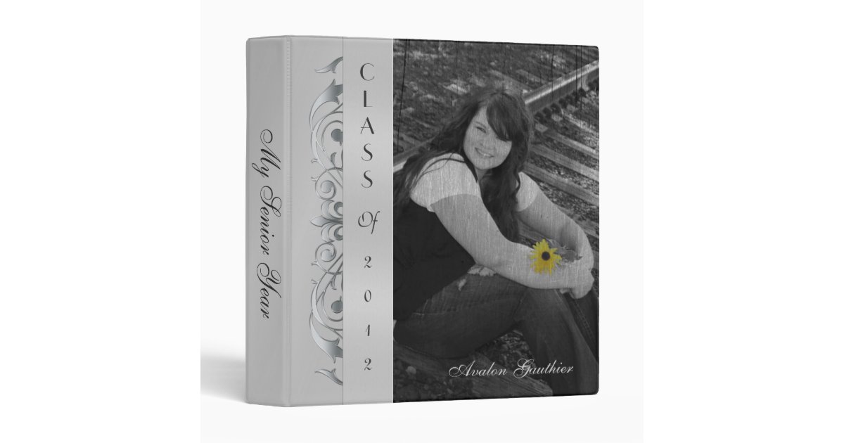 Silver Scroll Photo Silver Graduation Album Binder | Zazzle