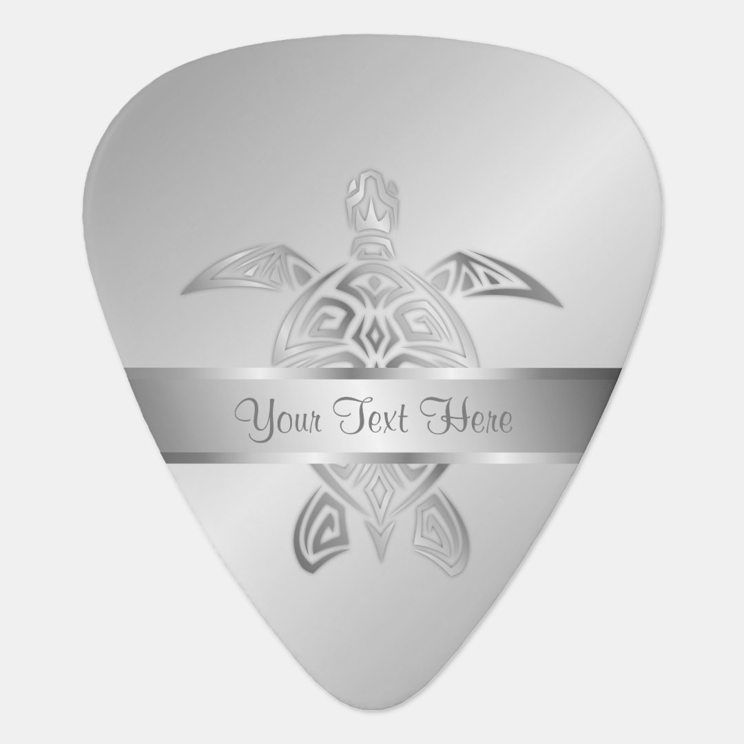 Silver Sea Turtle Animal Guitar Pick | Zazzle