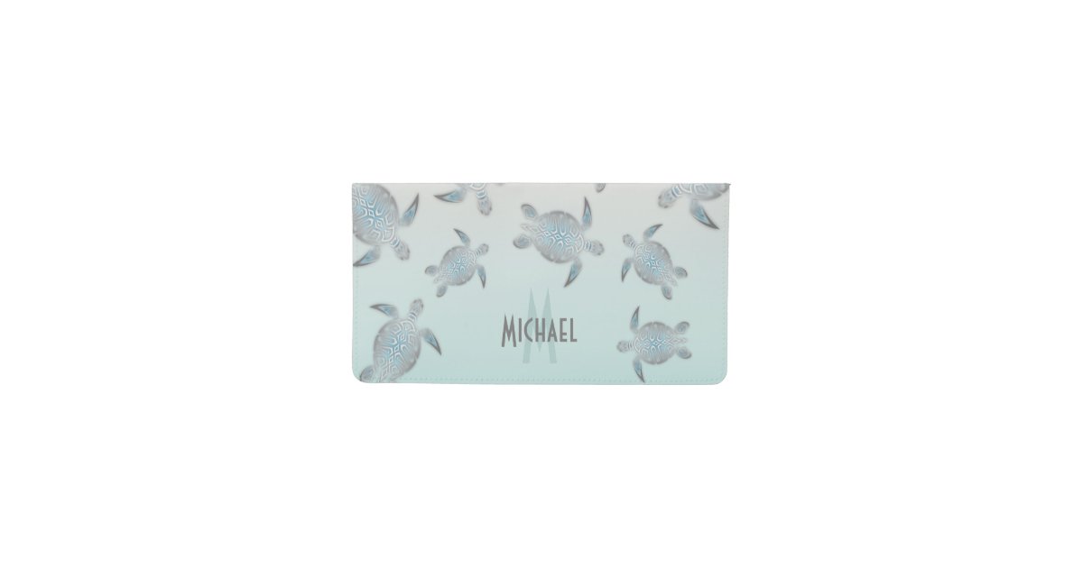 Silver Sea Turtles Monogram Checkbook Cover | Zazzle