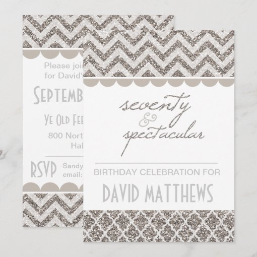 Silver Seventy and Spectacular Birthday Invite | Zazzle