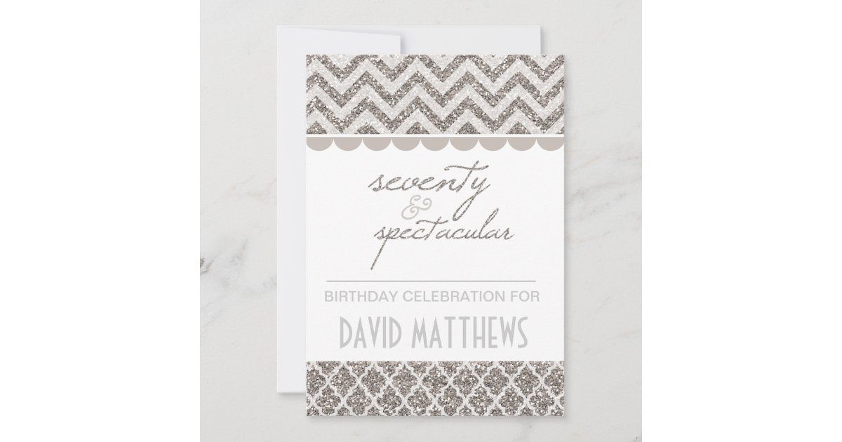 Silver Seventy and Spectacular Birthday Invite | Zazzle