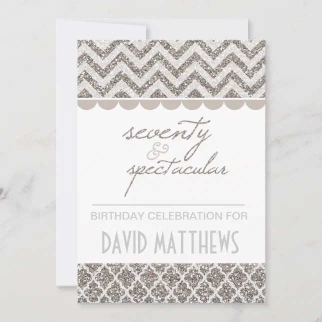 Silver Seventy and Spectacular Birthday Invite | Zazzle
