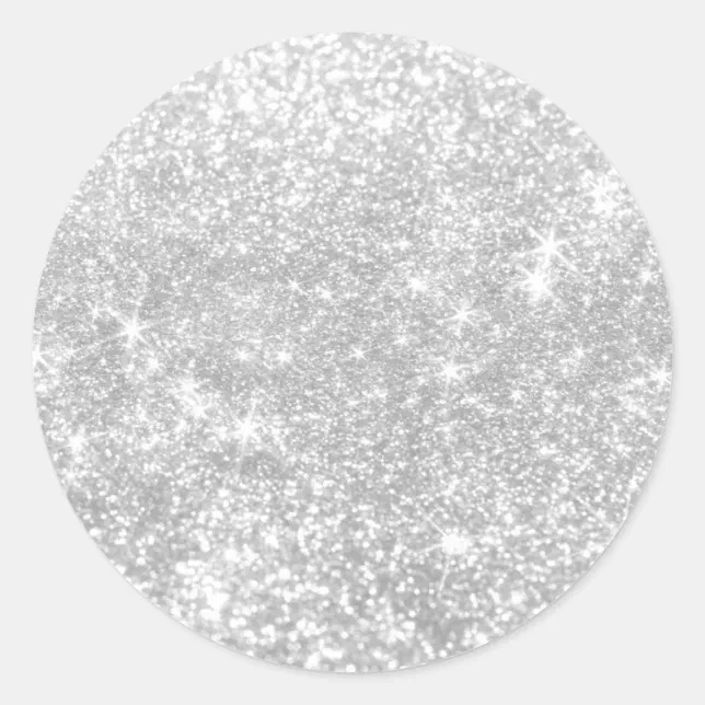 Silver Shimmer Sparkle Custom Classic Round Sticker | Zazzle