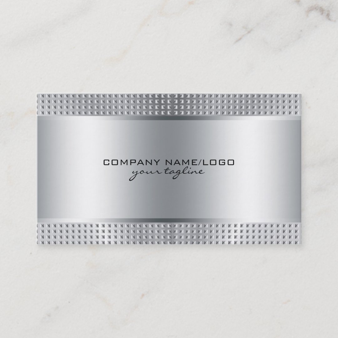 Silver Shiny Metallic Design-Stainless Steel Look Business Card | Zazzle