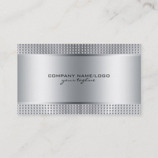 Silver Shiny Metallic Design-Stainless Steel Look Business Card ...