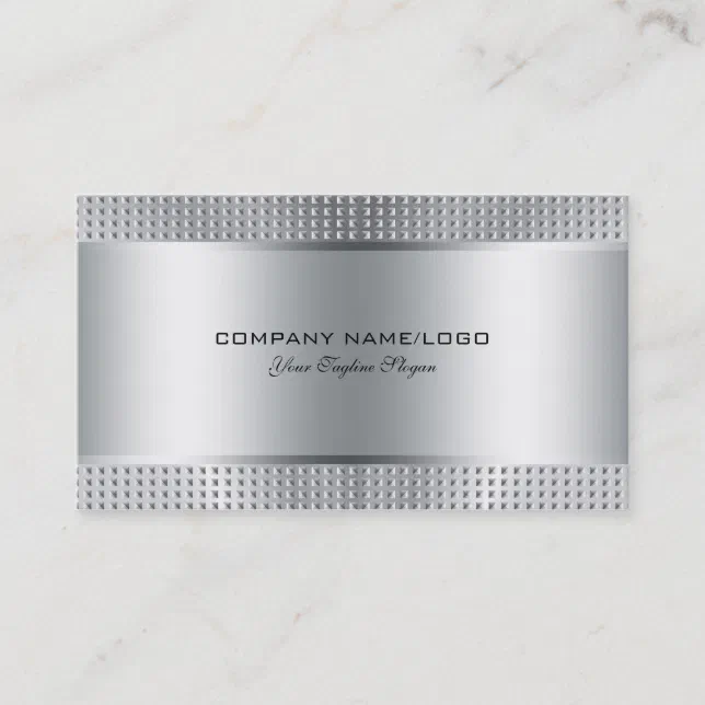 Silver Shiny Metallic Design-Stainless Steel Look Business Card | Zazzle