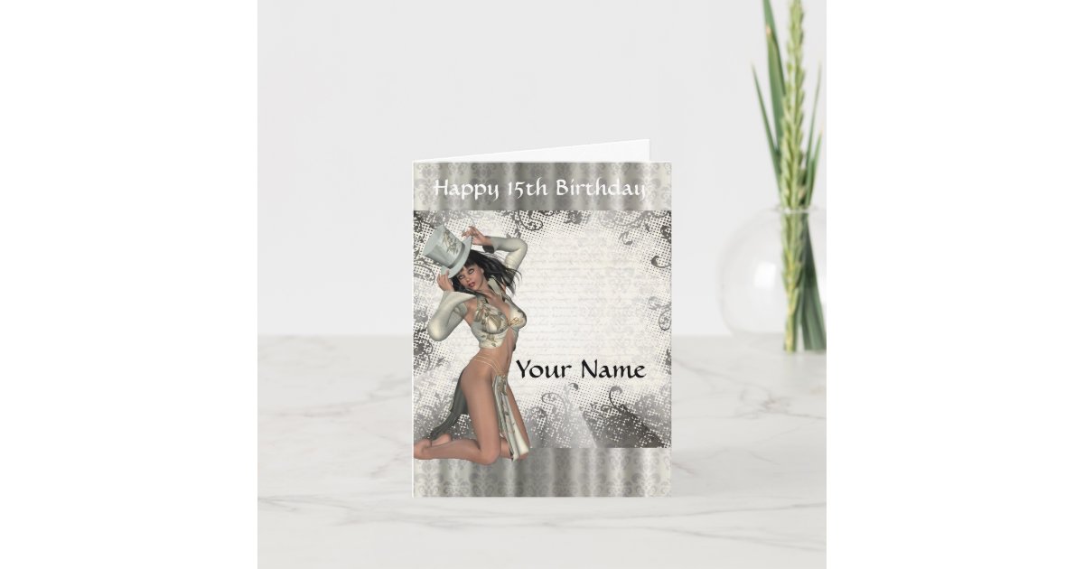 Silver showgirl 15th birthday card | Zazzle