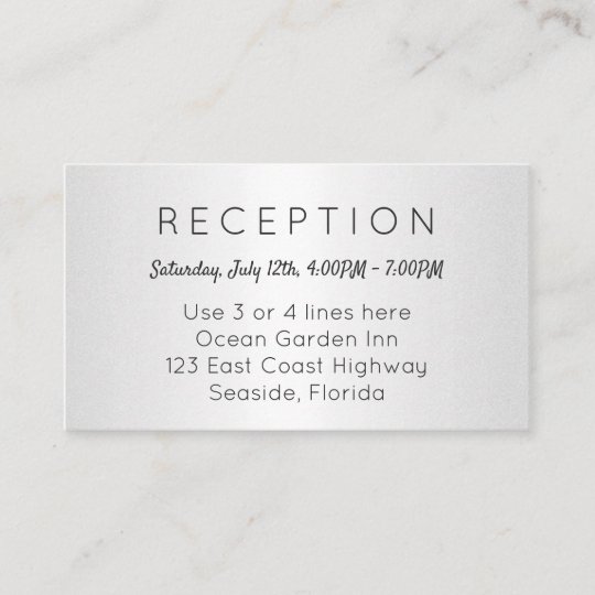 Silver Small Reception Cards Venue Address | Zazzle.com