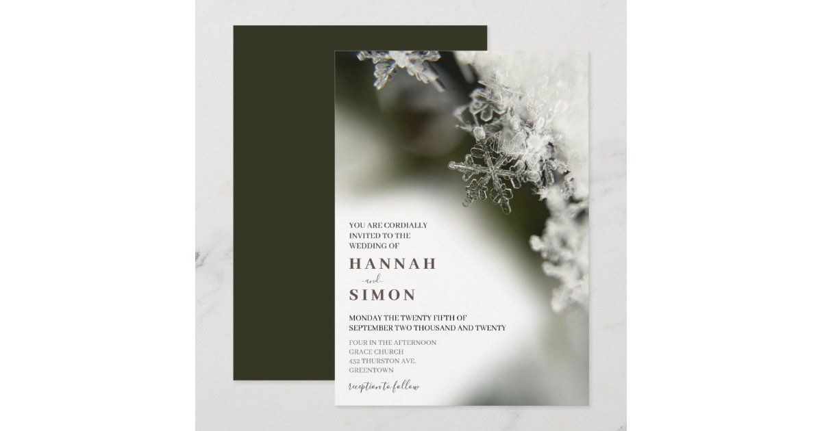 Silver Snow Christmas Winter Wedding Invitation | Zazzle