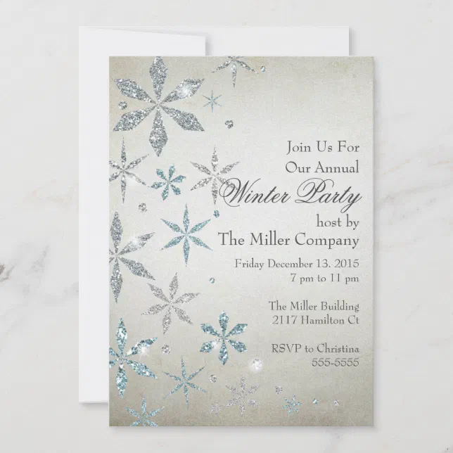Silver Snowflake Invitation | Zazzle