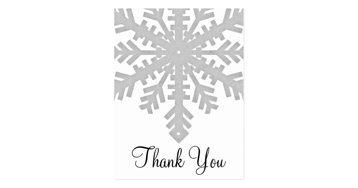 Silver Snowflake Winter Thank You Postcards | Zazzle.com
