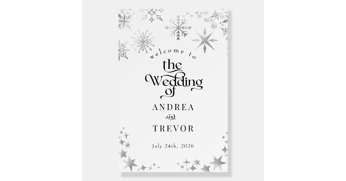 Silver Snowflake | Winter Wedding Welcome Sign | Zazzle